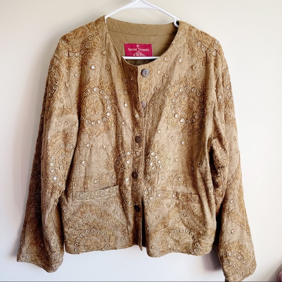 Sacred Threads | Jackets & Coats | Sacred Threads Brown Embroidered ...